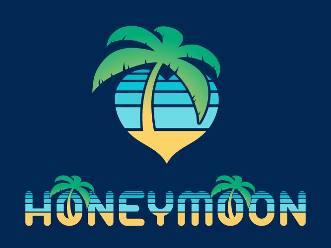 Relax beach lettering label with palm tree emblem Vector Image