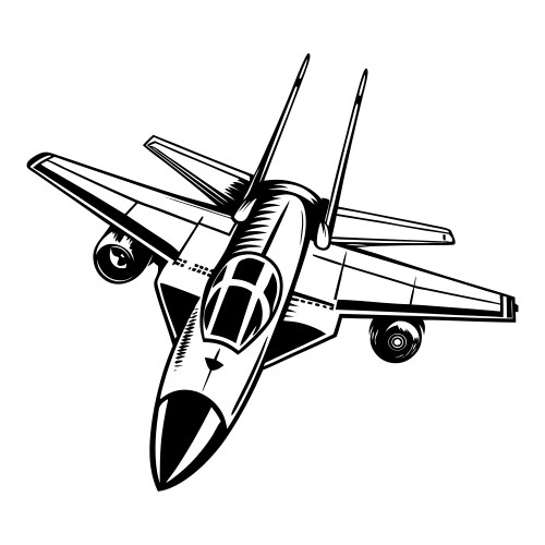 Jet fighter aircraft drawing Royalty Free Vector Image