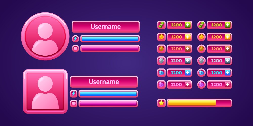 Buttons set form designed game user interface ui Vector Image