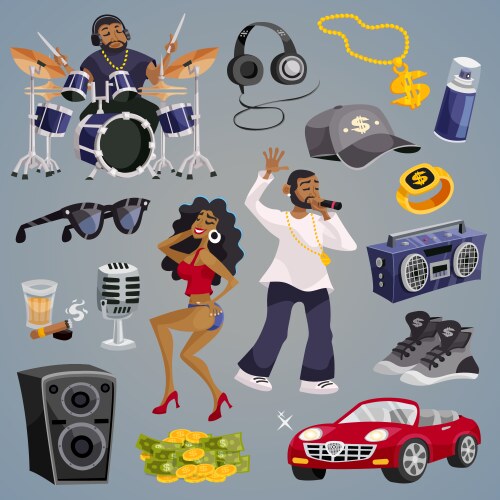 Hip-hop seamless pattern with music equipment Vector Image