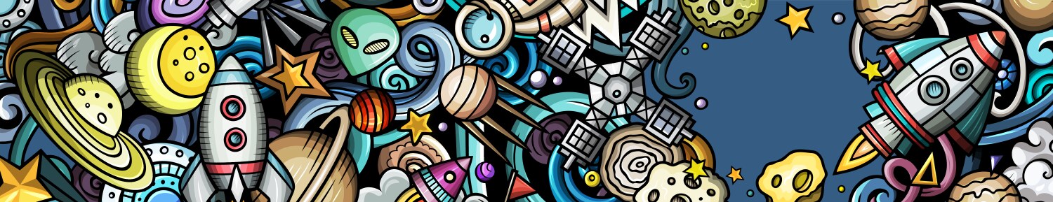 Space hand drawn doodle banner cartoon detailed Vector Image