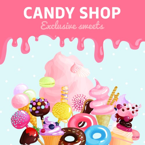 Candies background realistic sweets and desserts Vector Image