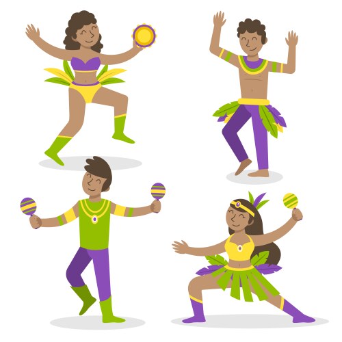 Flat brazilian carnival characters collection Vector Image