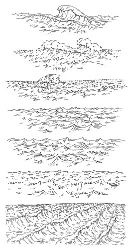 Surfer catching wave engraving Royalty Free Vector Image