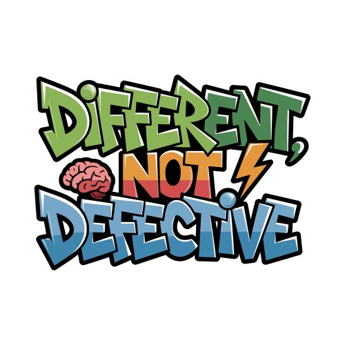 Adhd powered by passion typography with brain Vector Image