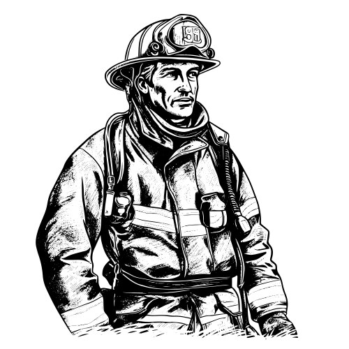 Firefighter drawing isolated hand drawn object Vector Image