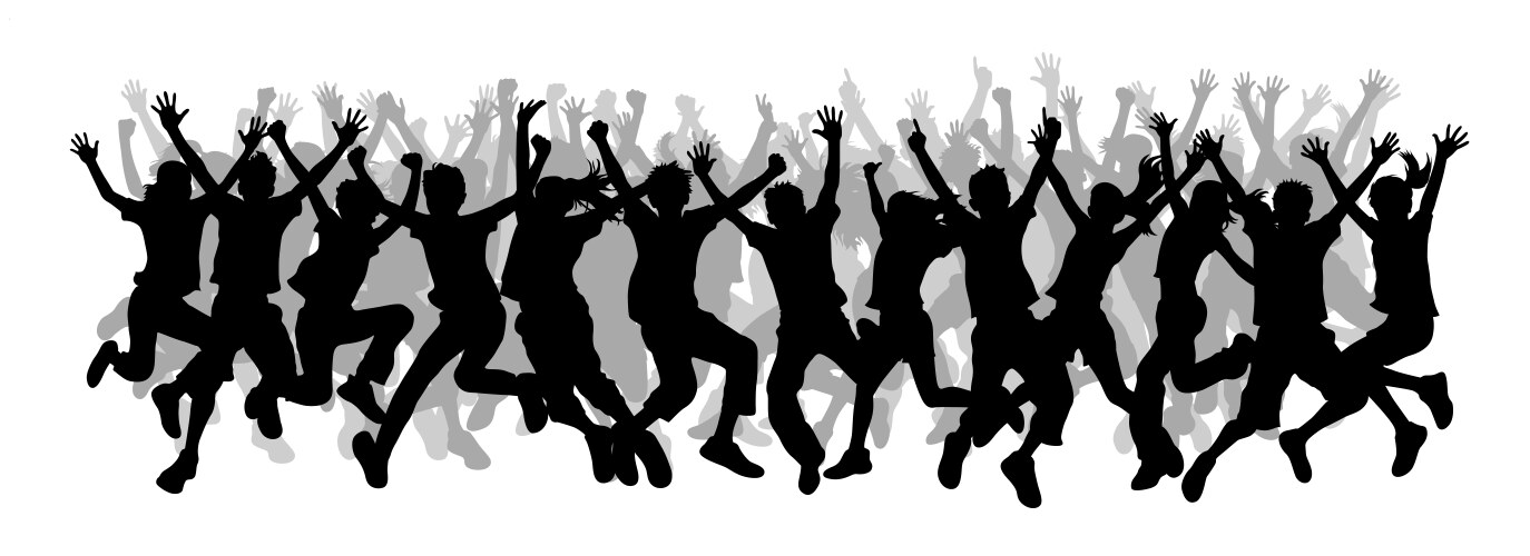 Many people jumping cheerfully Royalty Free Vector Image