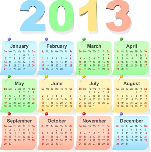 Calendar 2013 year Royalty Free Vector Image - VectorStock