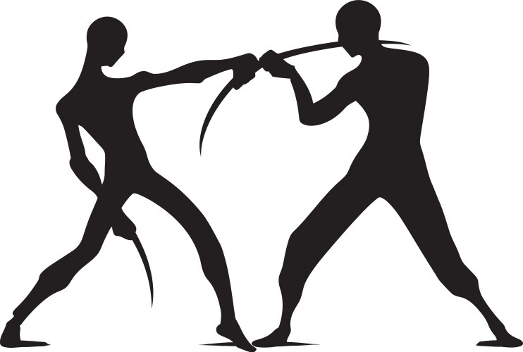 Rivalry showdown black logo of fighters Royalty Free Vector