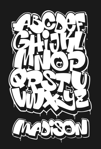 Cartoon comic graffiti font alphabet Royalty Free Vector