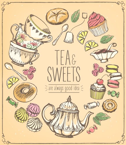 Tea time Royalty Free Vector Image - VectorStock