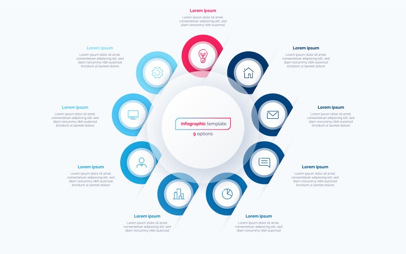 Circle infographic 9 options Royalty Free Vector Image