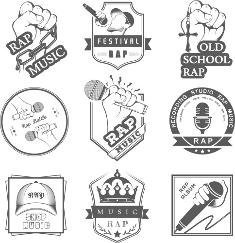 Rap music label Royalty Free Vector Image - VectorStock