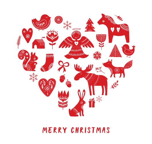 Scandinavian christmas pattern nordic folk Vector Image
