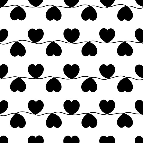 Black and white hearts pattern valentines day Vector Image