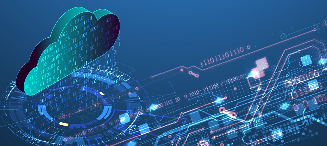 Isometric cloud transfer data protection digital Vector Image