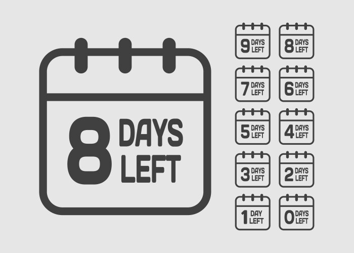 Countdown daily page calendar icon - 5 days left Vector Image