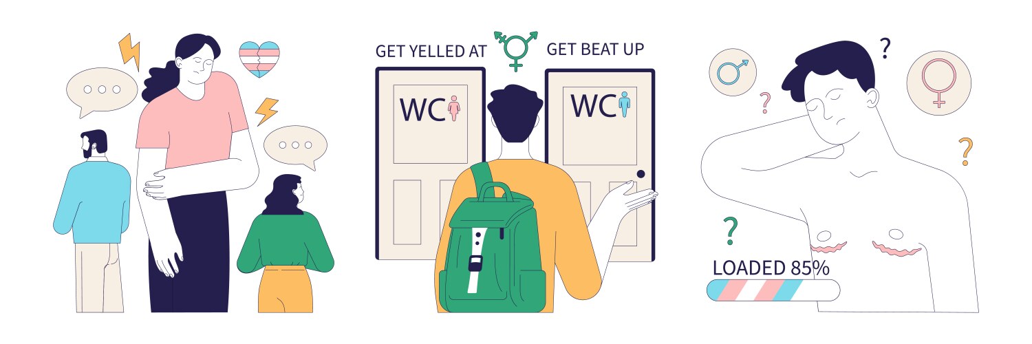 Gender transition pros and cons set Royalty Free Vector Gender transition pros and cons set Royalty Free Vector