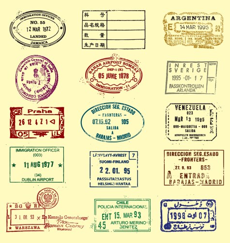 Old worn stamps with the name of african Vector Image