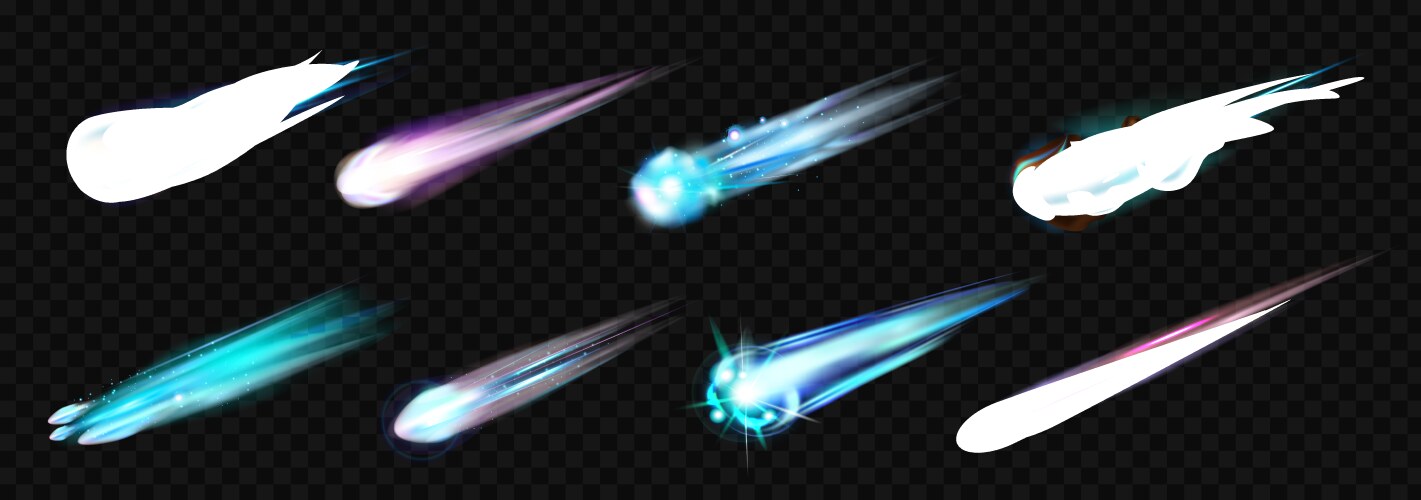 Set of variation fiery meteors Royalty Free Vector Image