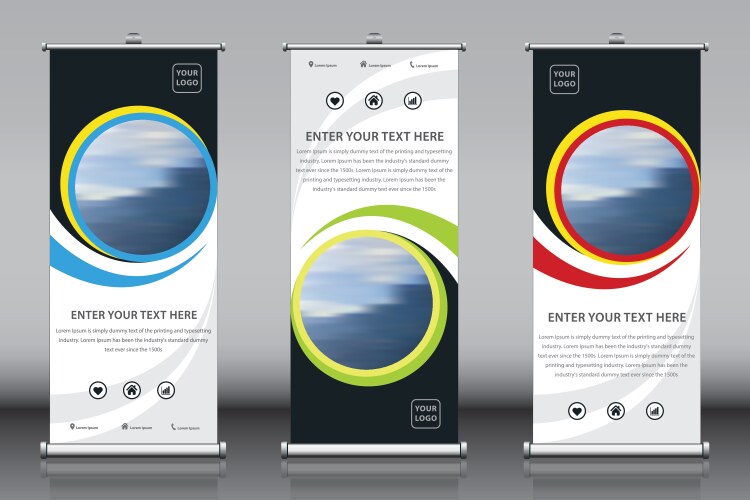 Three vertical banners with transparent flowers Vector Image