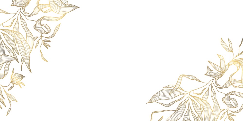 Golden floral line frame luxury leaves Royalty Free Vector
