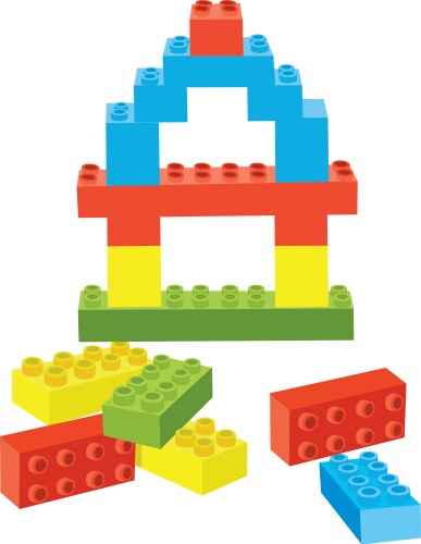Colorful blocks toy building tower castle house Vector Image