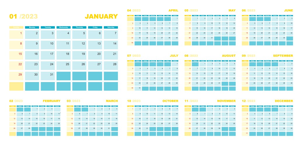 Simple 2023 calendar for event organizer design Vector Image