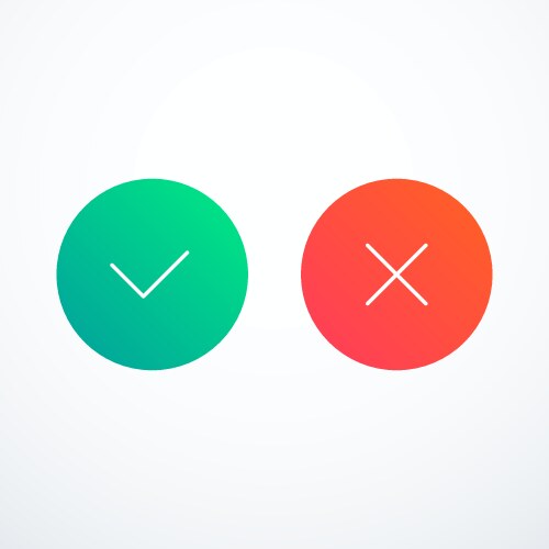 Tick and cross icons Royalty Free Vector Image