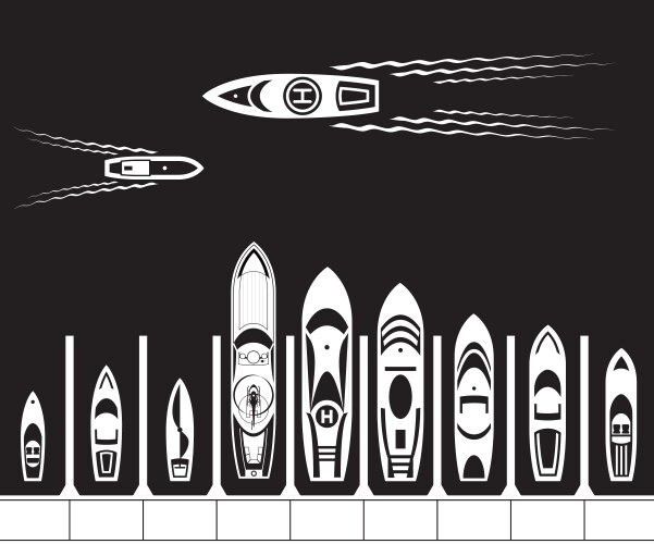 Sea ships and boats from above Royalty Free Vector Image