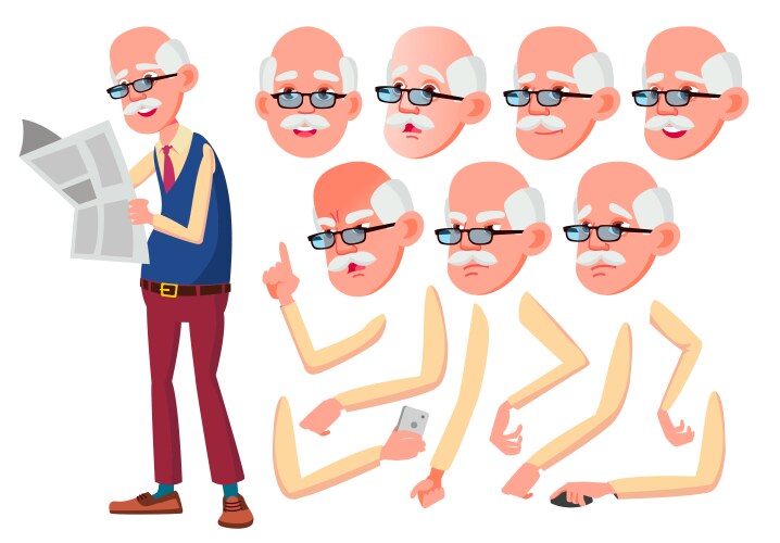 Old man giving positive feedback in social media Vector Image