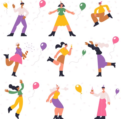 Cartoon kids party birthday celebration Royalty Free Vector