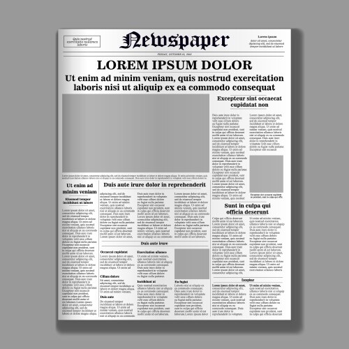 Newspaper page realistic vintage Royalty Free Vector Image