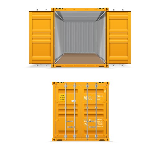 Yellow cargo container realistic metal Royalty Free Vector