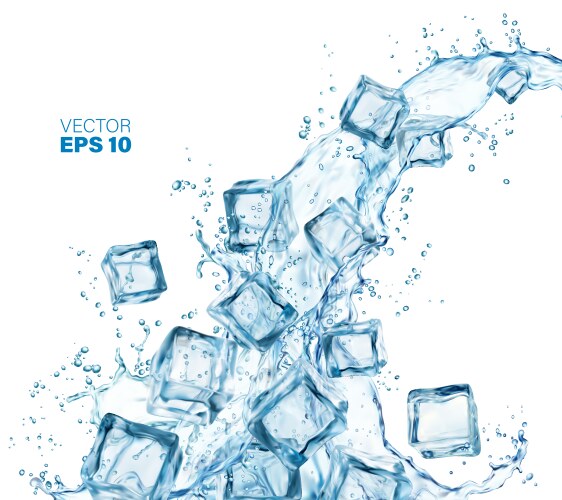 Splashing ice cubes Royalty Free Vector Image - VectorStock