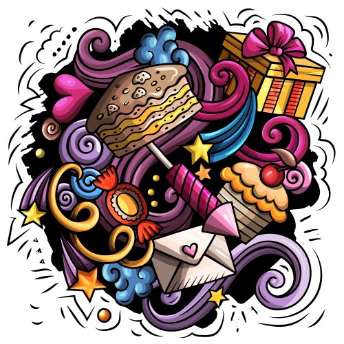 Happy birthday doodles Royalty Free Vector Image