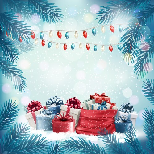 Blue rustic christmas template Royalty Free Vector Image
