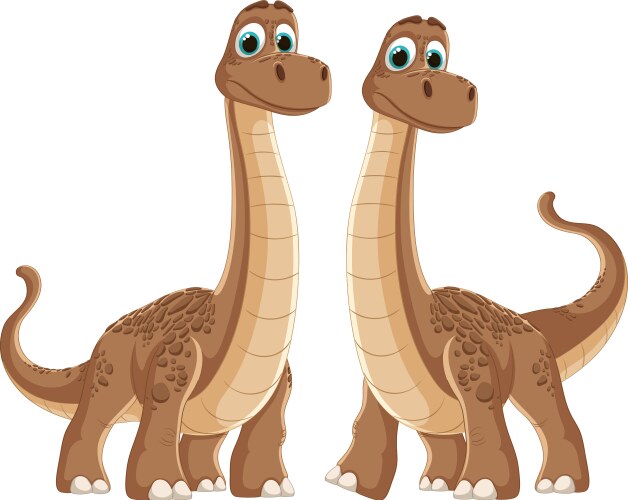 Two happy dinosaurs standing together Royalty Free Vector