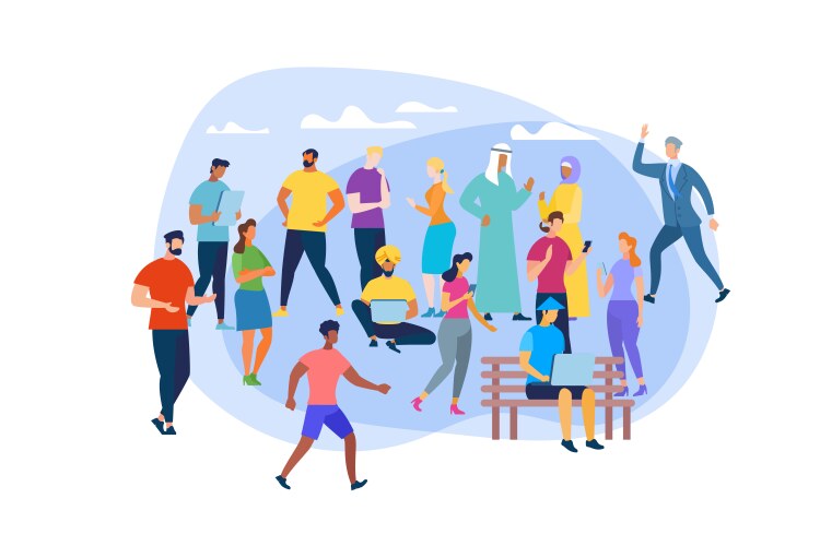 Different culture standing together holding hands Vector Image