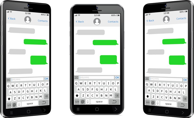 Smartphones with messaging sms app template Vector Image