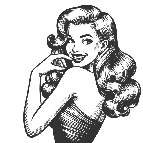 Playful flirty young woman biting finger Vector Image