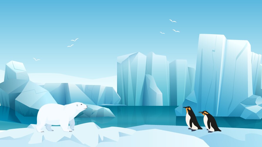 Antarctic landscape cartoon Royalty Free Vector Image