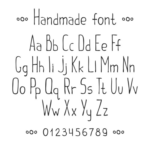 Simple monochrome hand drawn font complete abc Vector Image