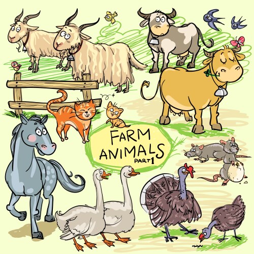 Cartoon farm animals group Royalty Free Vector Image