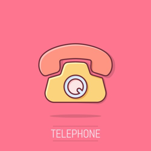 Phone icon in comic style telephone call cartoon Vector Image