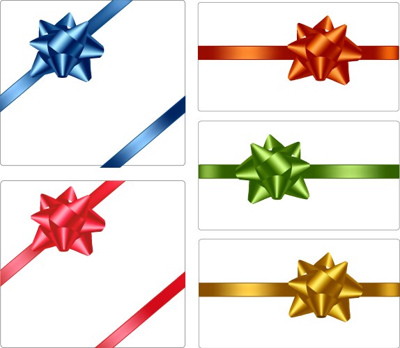 Bows with ribbons of cool colors Royalty Free Vector Image