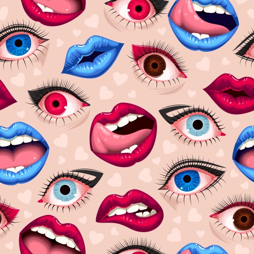 Seamless pattern of lips pop art Royalty Free Vector Image