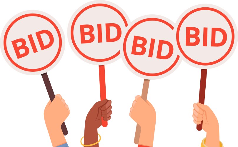 Auction Paddle Icon Glowing Neon Line Hand Holding Auction Paddle Icon