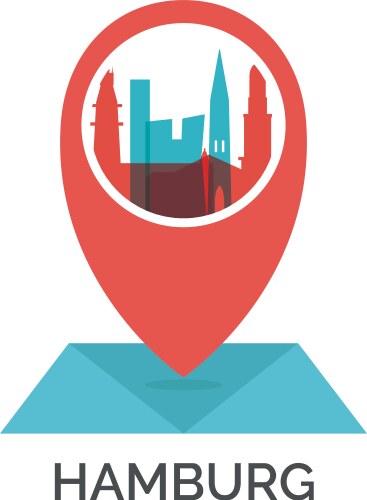 Germany hamburg map city pin point geolocation Vector Image