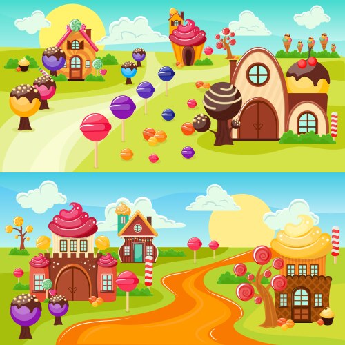 Candy planet game ui level map fantasy landscape Vector Image